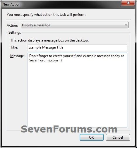 Task Scheduler Create Task To Display A Message Reminder Tutorials