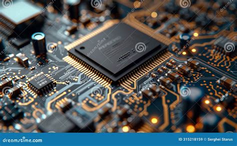 Close Up Old Cpu Microprocessor Obsolete Computer With Gold As