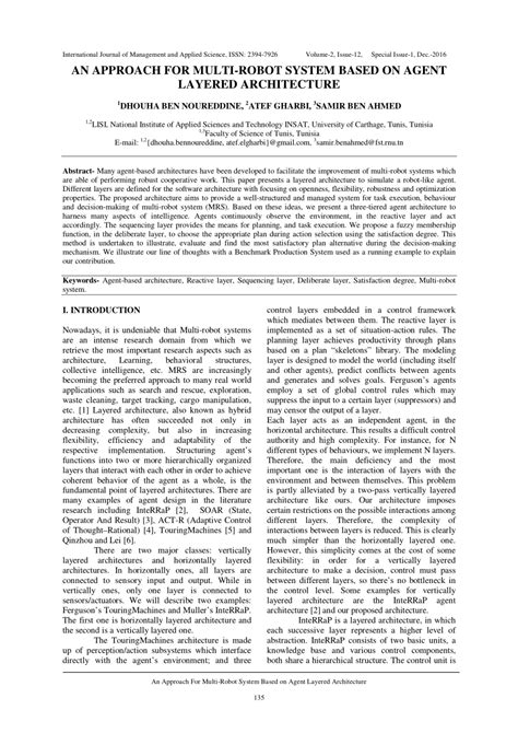 Pdf An Approach For Multi Robot System Based On Agent Layered