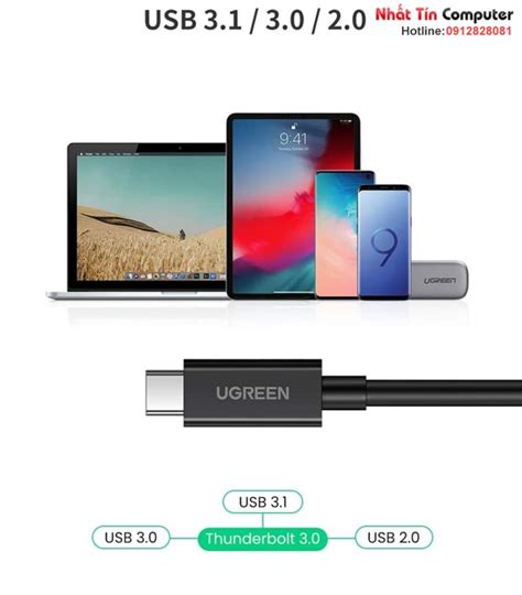 Cáp USB Type C to USB Type C Thunderbolt 3 dài 2m Ugreen 70952 hỗ trợ truyền hình ảnh 5K 60Hz
