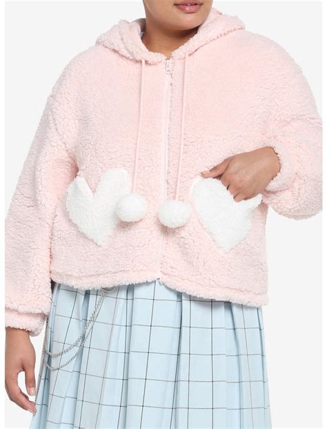 Pink Bunny Sherpa 3d Ears Girls Hoodie Plus Size Hot Topic