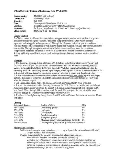 Chorus Fall Syllabus 2020 Pdf Choir Audition