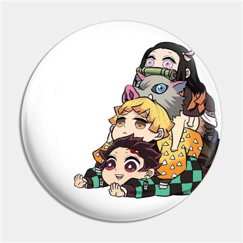 Tanjiro Nezuko Zenitsu Inosuke Chibi Demon Slayer Anime Pin