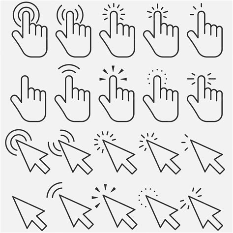 Premium Vector Pointer Click Icon Set Of Clicking Cursor Pointing Hand Clicks Vector Illustration