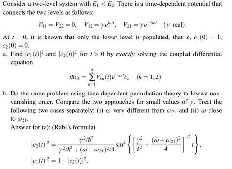Solved Consider A Two Level System With