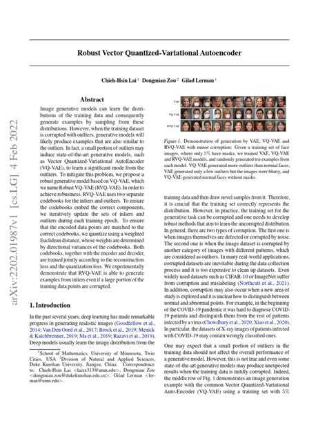 Robust Vector Quantized Variational Autoencoder Pdf Outlier Robust Statistics
