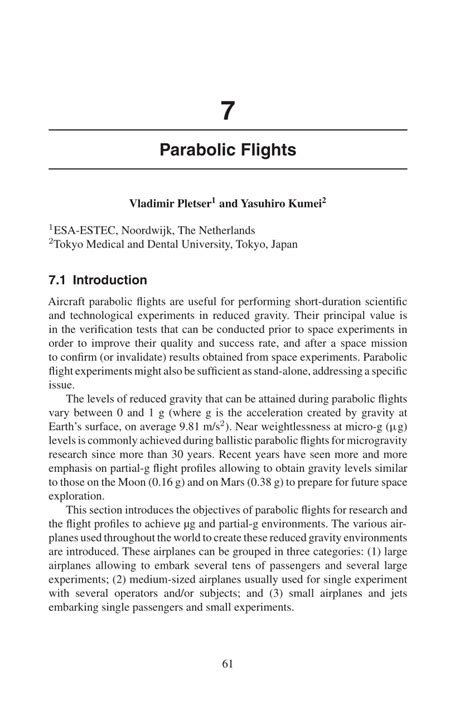 Pdf Parabolic Flights