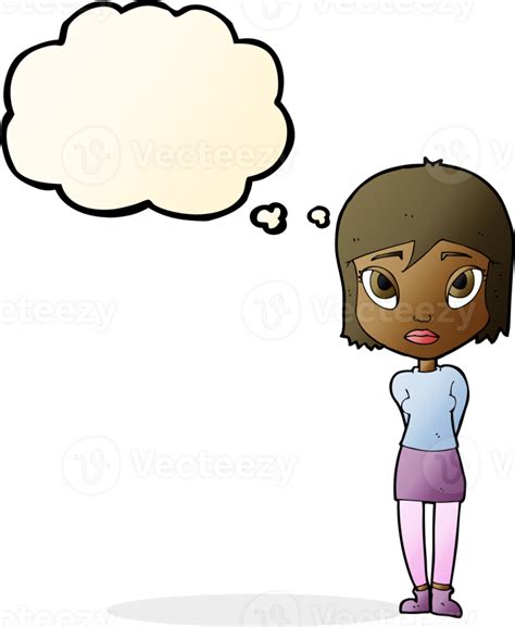 Cartoon Shy Girl With Thought Bubble 45194010 Png