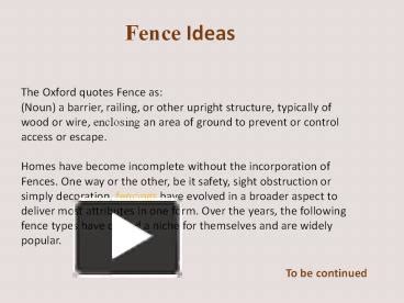 PPT Fence Ideas Wood Fencing PowerPoint Presentation Free To Download Id NTY Y