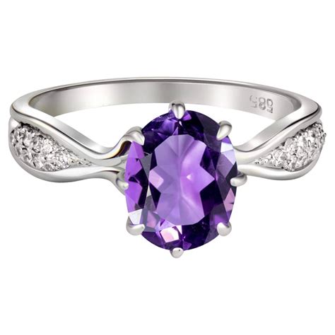 14k Gold Amethyst And Diamonds Ring At 1stdibs