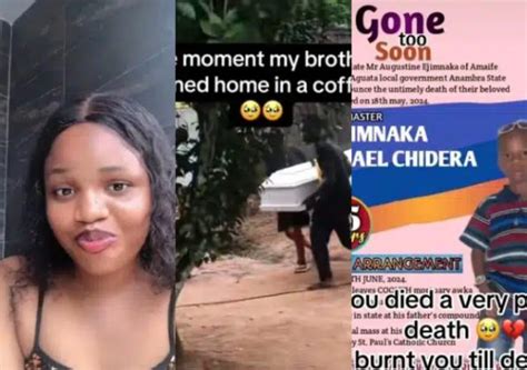 Lady heartbroken as 15-year-old brother returns home from school in a coffin, shares cause of ...