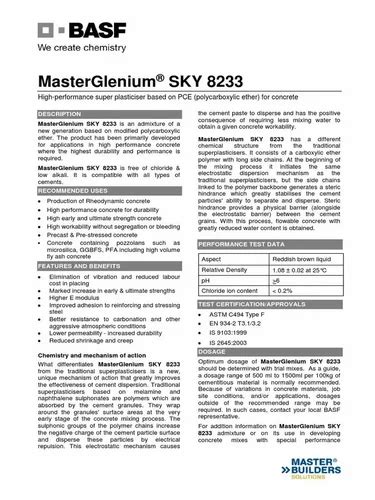 Liquid White Basf Master Glenium Sky 8233 For Construction At ₹ 7000pack In Chennai