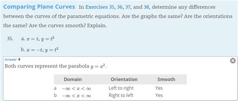 solved comparing plane curves in exercises 35 36 37 and