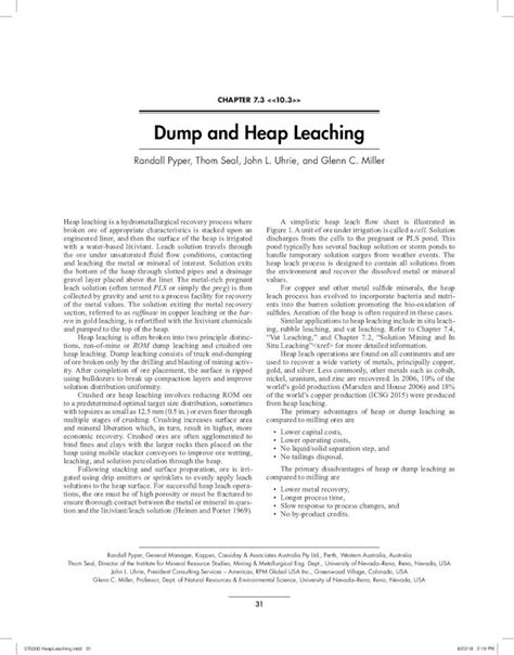 Pdf Dump And Heap Leaching Hydrojex€¦ · Dump Leaching Has Mostly