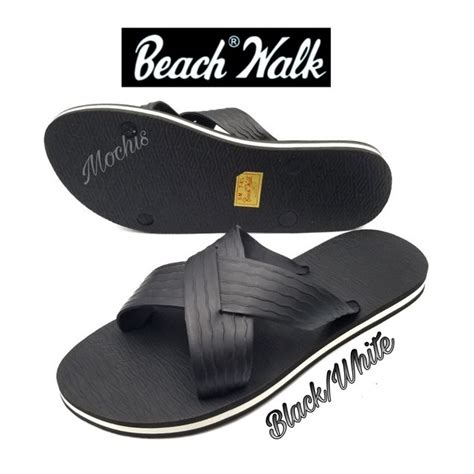 Beach Walk Ekis Unisex Colored Cross Strap 100 Original Rubber Flipflops Black White