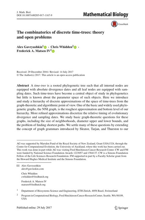 Pdf The Combinatorics Of Discrete Time Trees Theory And Open Problems