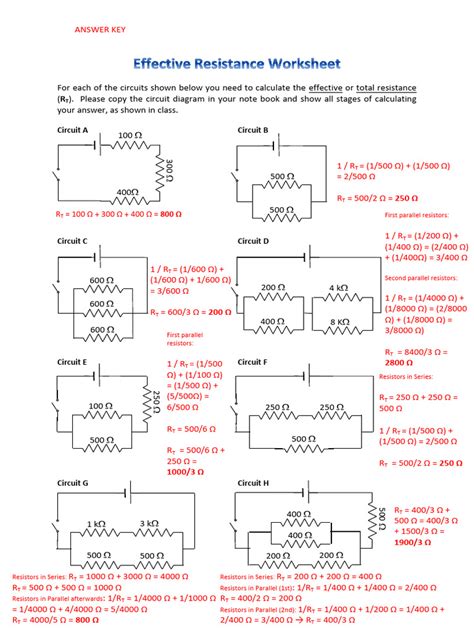 Physics Effective Resistance Ws Key Download Free Pdf Series And Parallel Circuits
