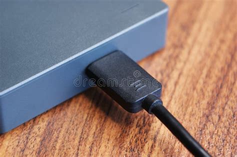 external hard drive with connected cable close up stock image image