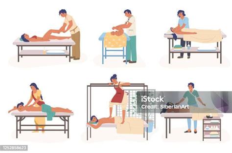 Massage Therapy Composition Set Vector Flat Isolated Illustration Stock