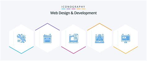 Web Design And Development Blue Icon Pack Including Laptop Idea Device Design Coding