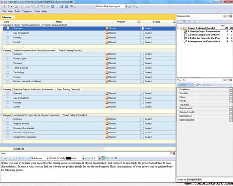Project Tailoring Checklist To Do List Organizer Checklist Pim