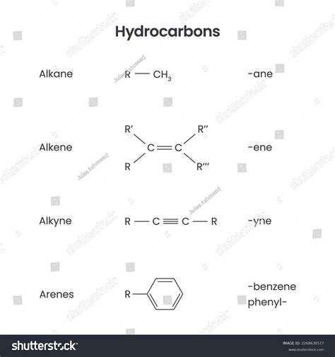 Hydrocarbon Functional Groups Biochemistry Science Vector Stock Vector Royalty Free 2268630577