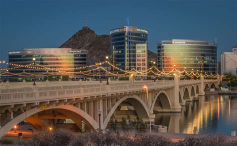 Tempe Town Lake Bridge Arizona Mill Ave Skyline Sunset Tempe Town