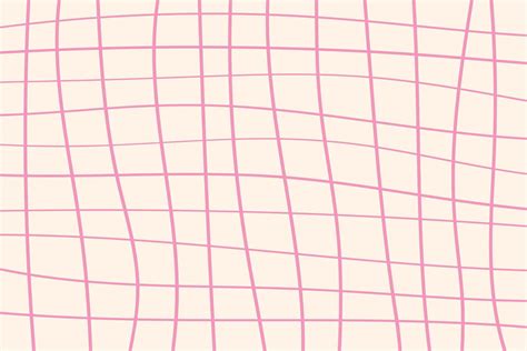 Wavy Grid Pattern In Pink On Cream Background Minimalistic Background