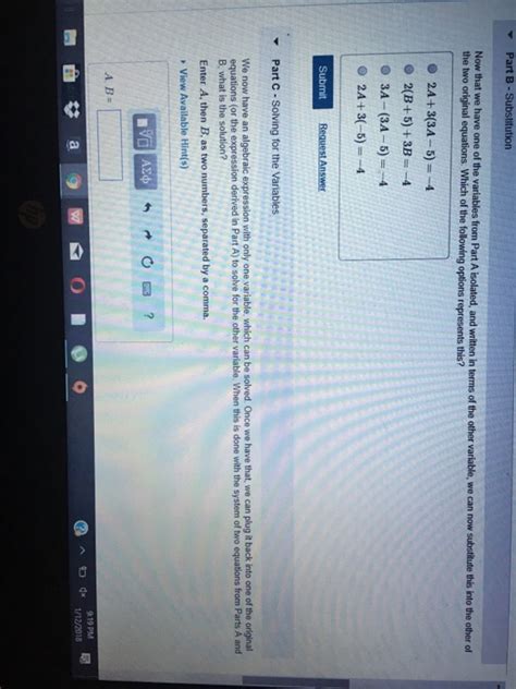 Part B Substitution Now That We Have One Of The