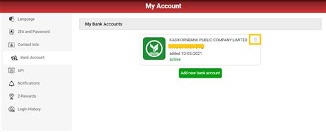 Deleting Bank Account On Website Support Center Z Com EX