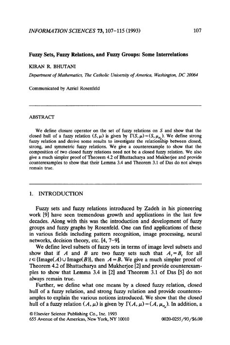 Fuzzy Sets Fuzzy Relations And Fuzzy Group Bhutan Department Of