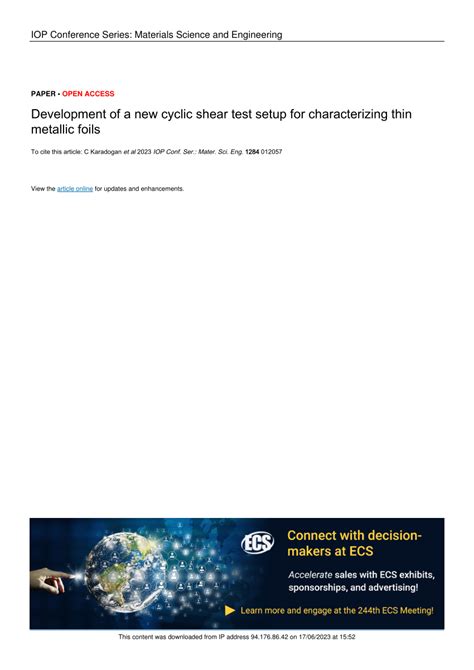 pdf development of a new cyclic shear test setup for characterizing