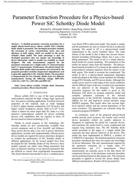 Pdf Parameter Extraction Procedure For A Physics Based Power Sic