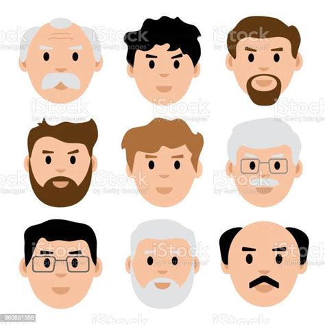 아바타 색된 세트 남자의 얼굴 남성 캐릭터입니다 벡터 일러스트 레이 션 성인에 대한 스톡 벡터 아트 및 기타 이미지 성인 아이 턱수염 Istock