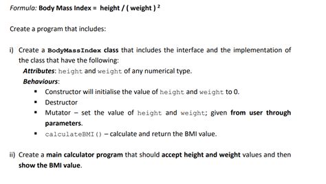 Solved Write A C Program For Simple Body Mass Index Chegg Com