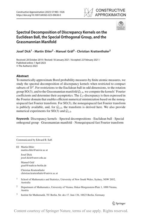 pdf spectral decomposition of discrepancy kernels on the euclidean