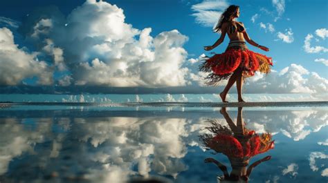 Cook Islands Polynesian Dancer Flames Background Fire Luau Hawaii