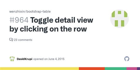 Toggle Detail View By Clicking On The Row Issue Wenzhixin Bootstrap Table GitHub