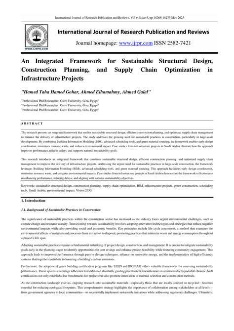 Pdf An Integrated Framework For Sustainable Structural Design Construction Planning And