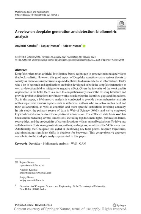 A Review On Deepfake Generation And Detection Bibliometric Analysis