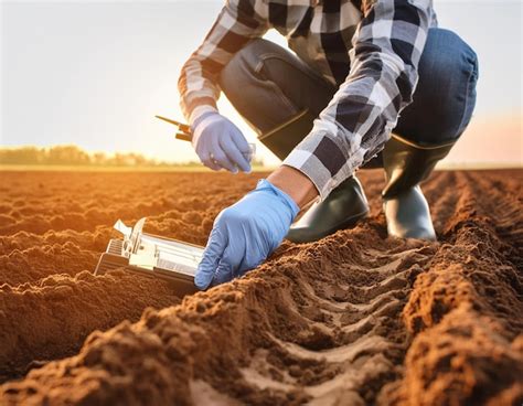 Farmer Checking Soil Quality With Soil Sample Kit Premium Ai Generated Image Farmer Checking Soil Quality With Soil Sample Kit Premium Ai Generated Image