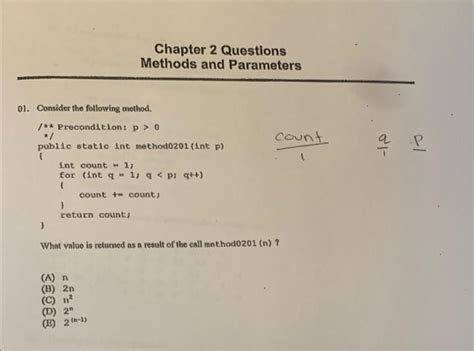 Solved Chapter Questions Methods And Parameters Chegg