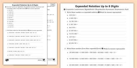 Expanded Notation Up To 9 Digits Isixhosa Twinkl