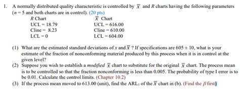 solved a normally distributed quality characteristic is