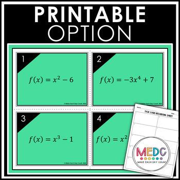 Even And Odd Functions Card Sort By Make Each Day Count TPT