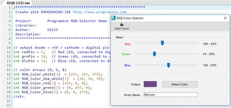 Programino Ide Arduino Rgb Led Color Picker V2 Programino Ide For Arduino