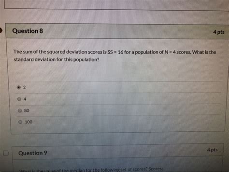Solved Question Pts The Sum Of The Squared Deviation Chegg