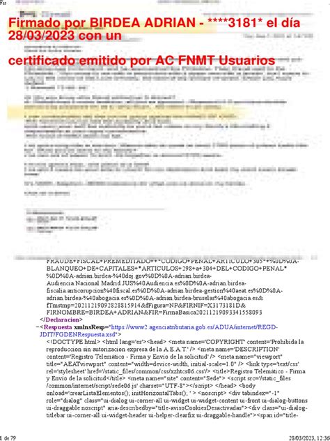 Adrian Birdea Tax Declarations Fuente Dom March Bank Caixabank Trason Act Criminal Charges