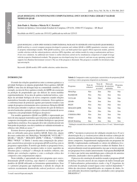 Pdf Qsar Modeling A New Open Source Computational Package To