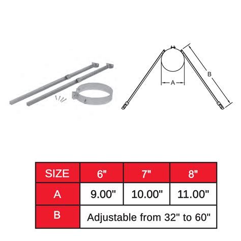 6 Chimney Roof Brace Metal Fab 6tgrb
